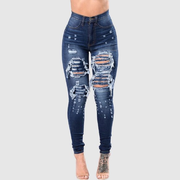 Private Label | Jeans | High Rise Distressed Jeans Tight Fitting ...